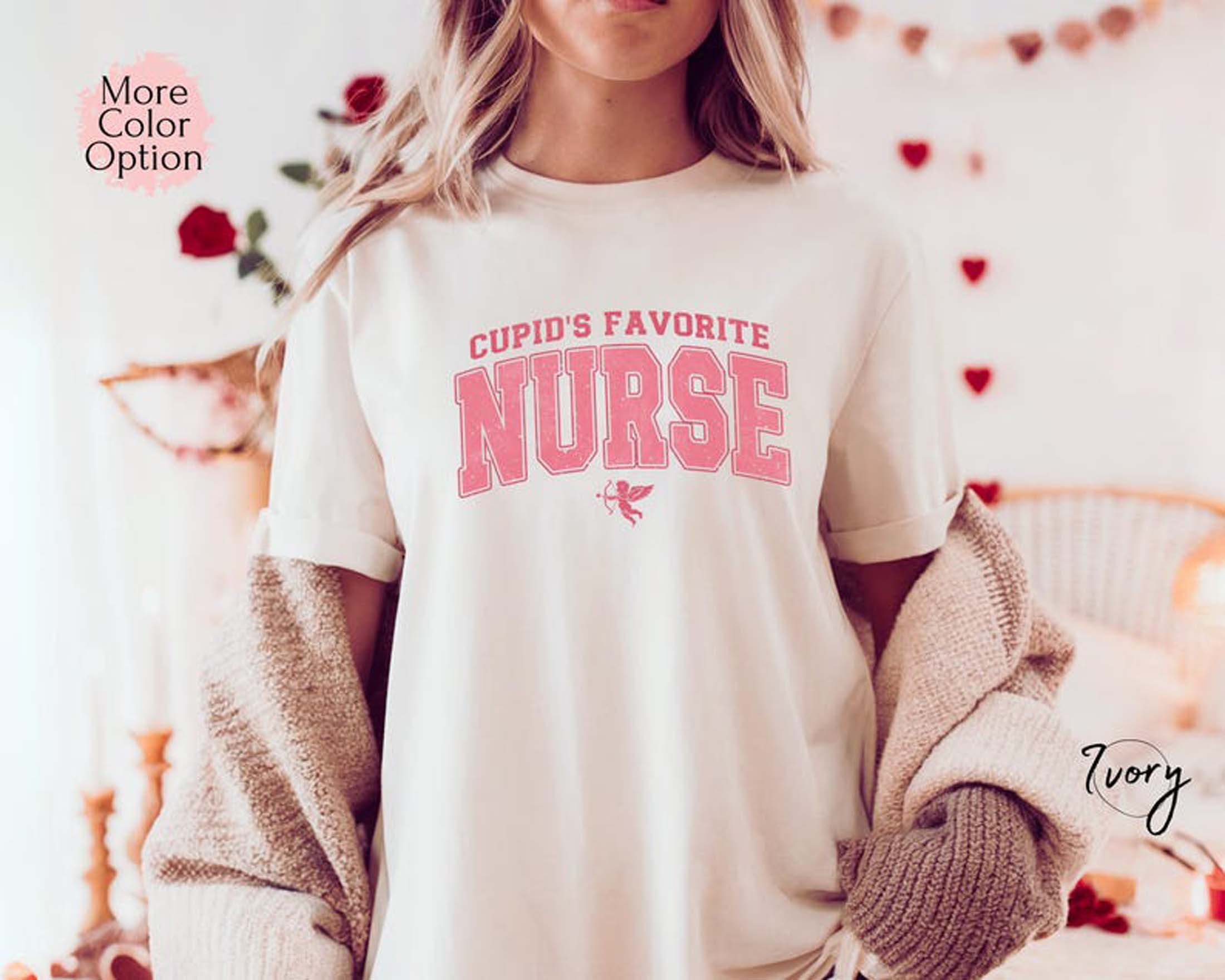 Comfort Color® Valentine_s Day Cupid Nurse Shirt, Valentine_s Day Nurse ...
