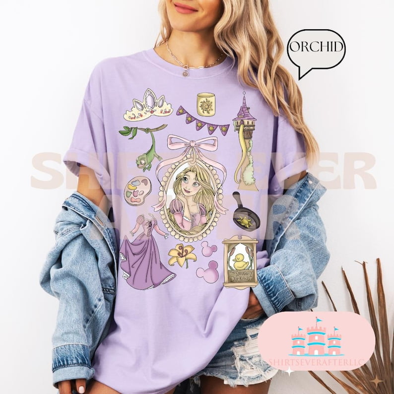 Comfort Color Vintage Disney Tangled Rapunzel Floral Shirt, Disney ...