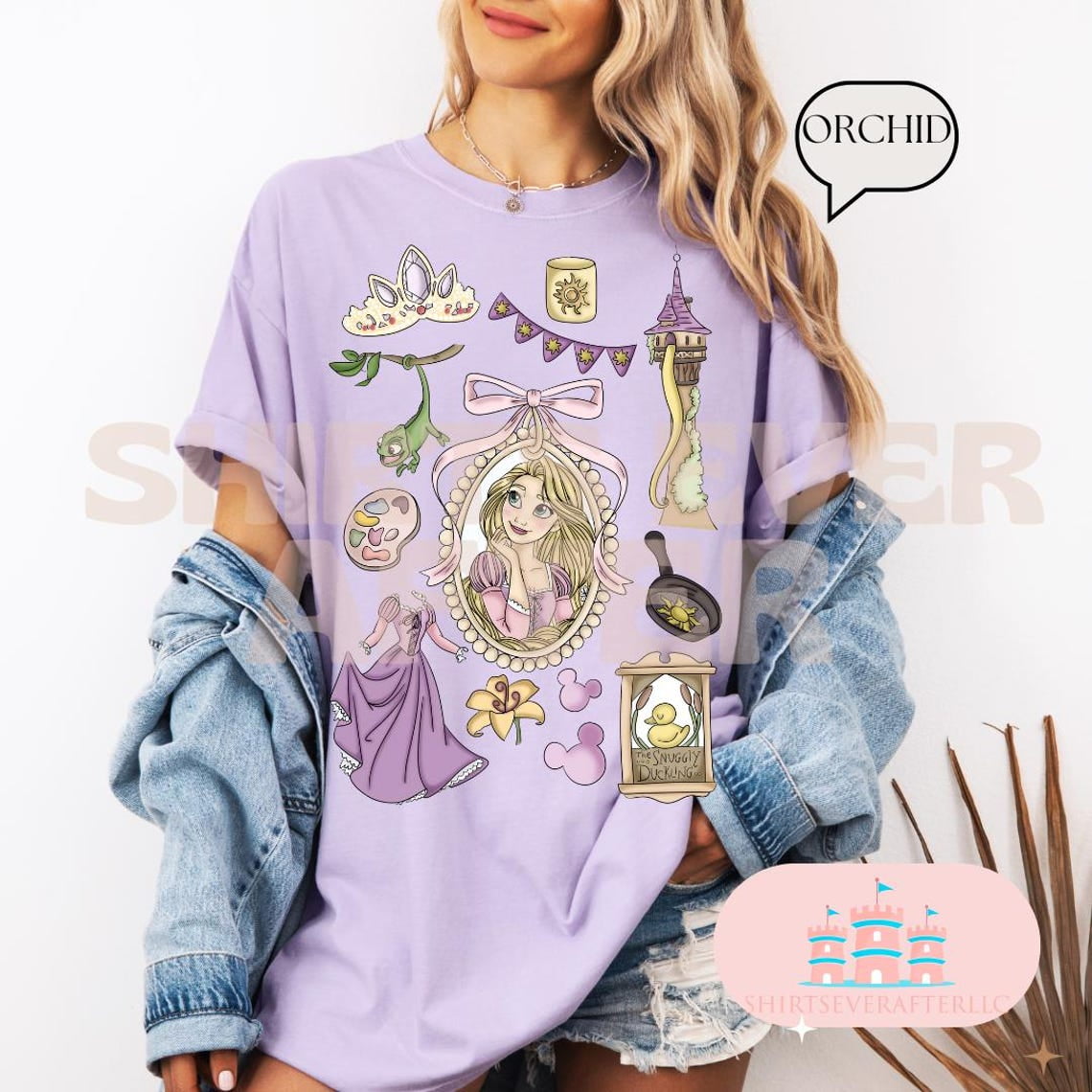 Comfort Color Vintage Disney Tangled Rapunzel Floral T-Shirt, Disney ...