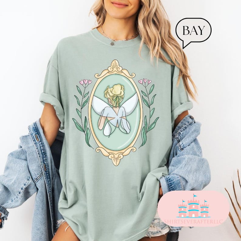 Comfort Color Vintage Disney Tinkerbell Floral Shirt, Disney Princess Tinkerbell shirt, FairyTee ...
