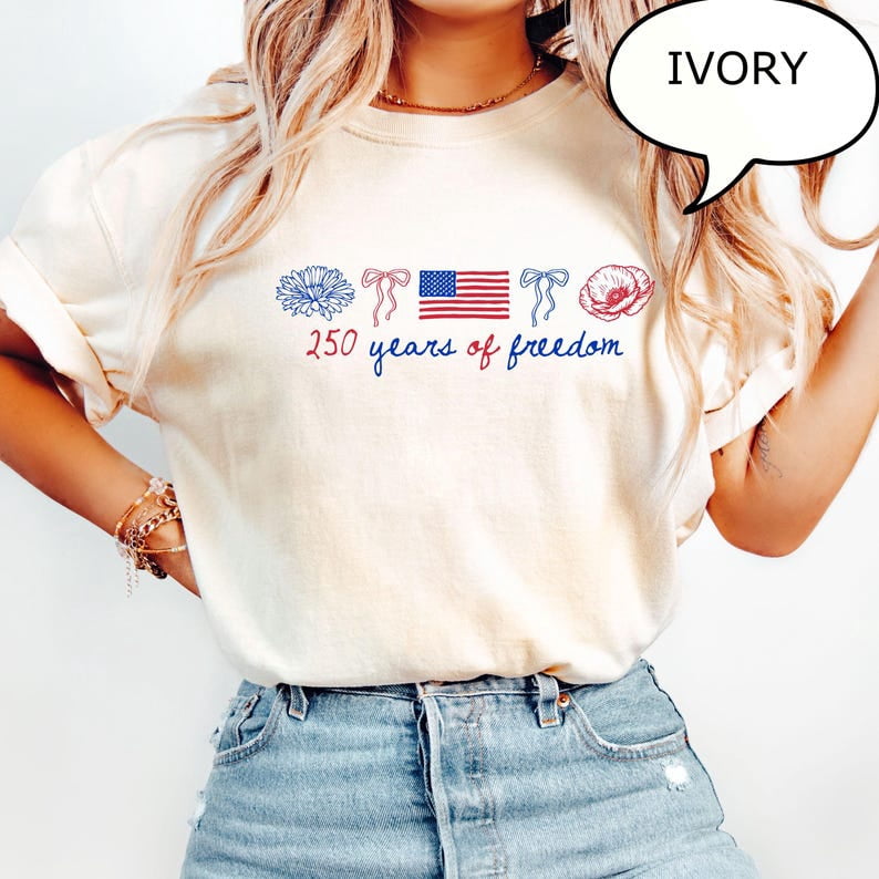 Comfort Colors® 250 Years Of Freedom T-Shirt, Coquette Bow American ...