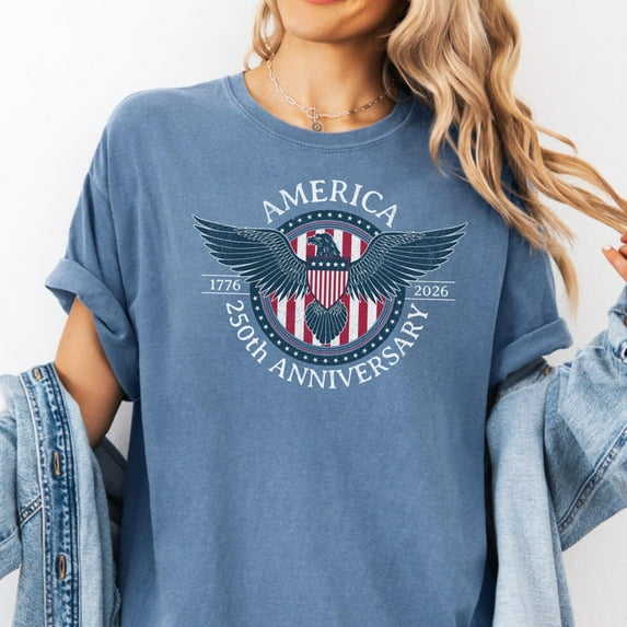 Comfort Colors America 250 Years Anniversary T-Shirt, Patriotic Eagle ...