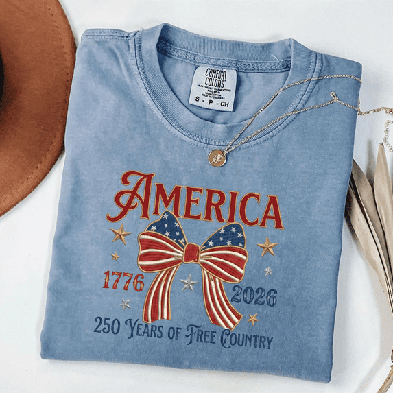 Comfort Colors America 250th Anniversary Tshirt, Coquette Bow 1776-2026 ...
