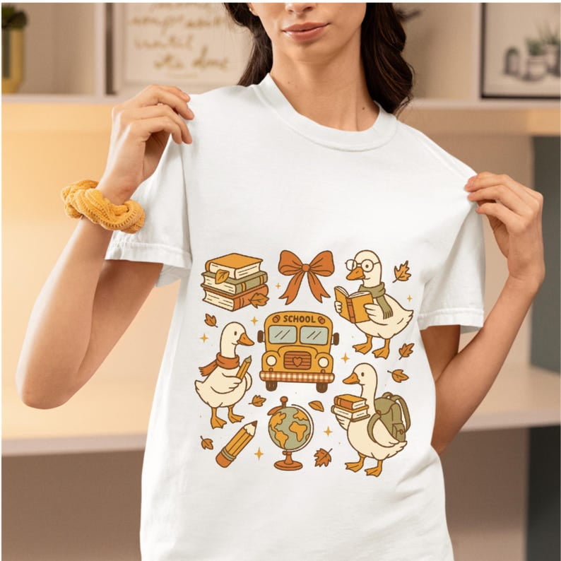 Comfort Colors Autumn Geese Back to School Shirt,coquette Fall Teacher ...