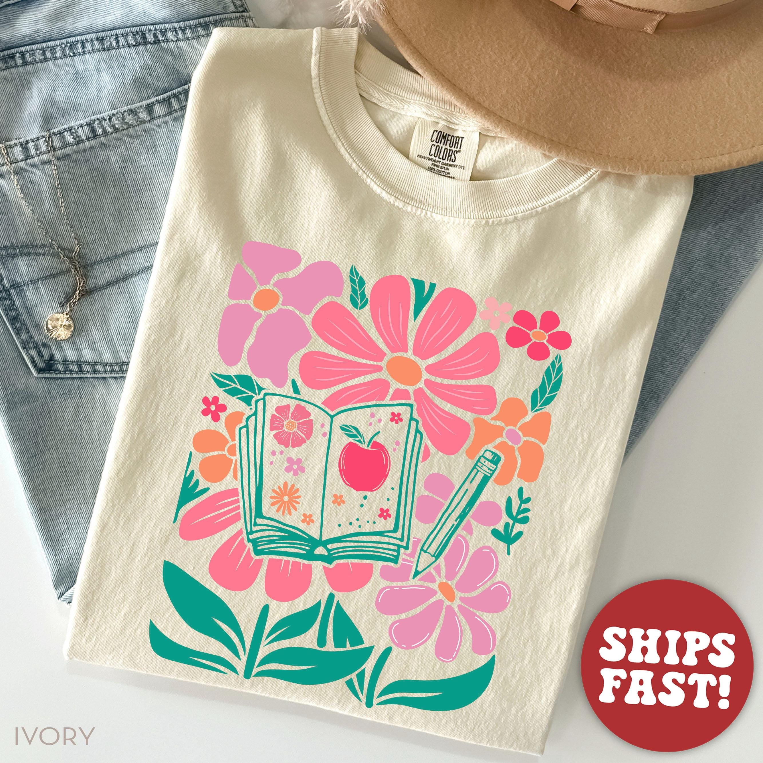 Comfort Colors© Back To School Teacher Shirt, Retro Teacher Flower ...