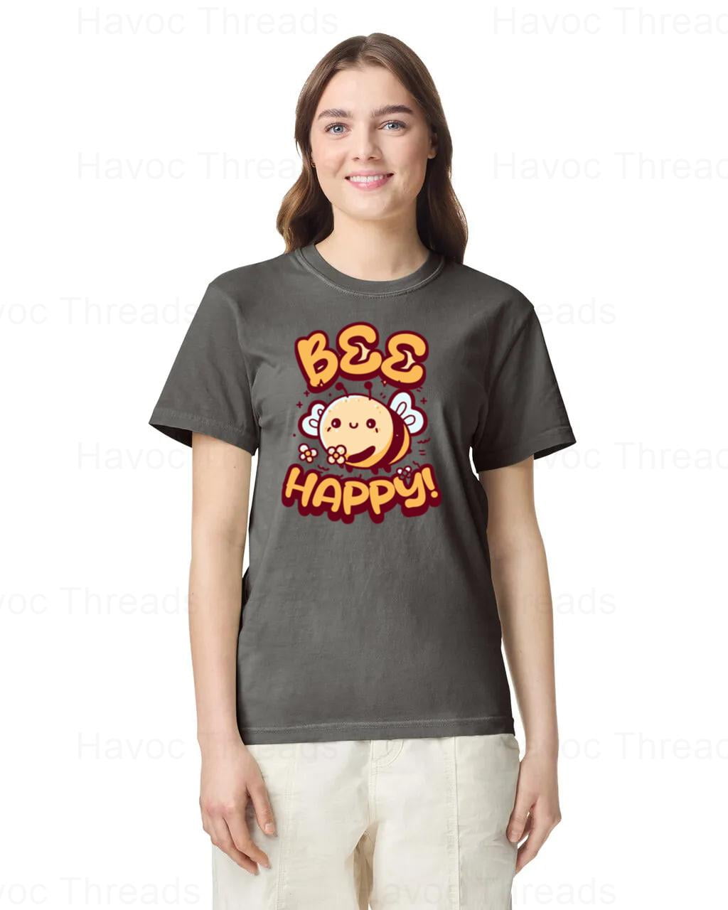 Comfort Colors Bee Happy Positive Message Cute Honeybee Graphic Tee up to size 5XL. - Walmart.com