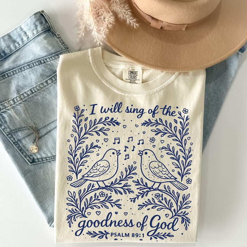 Comfort Colors Bird Floral Christian Shirt, Goodness Of God Shirt ...