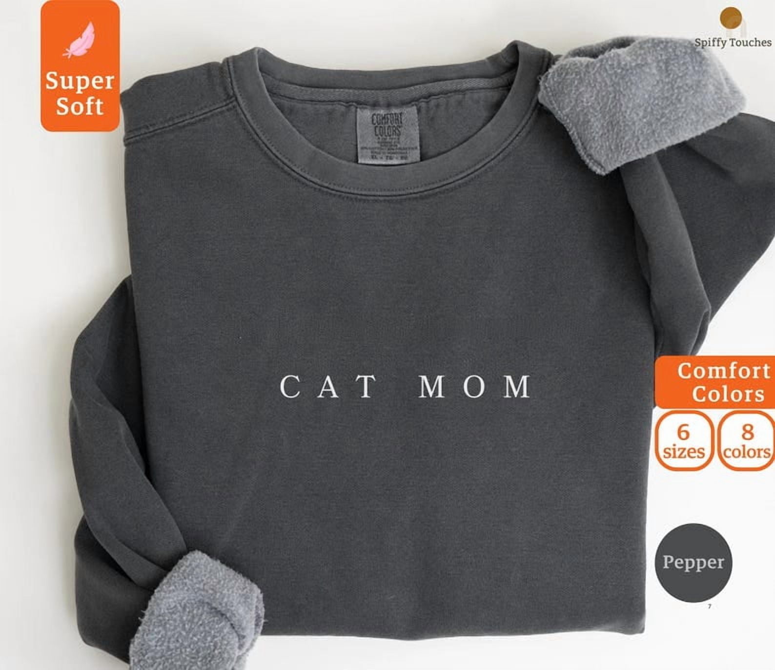 Comfort Colors Cat Mom Sweatshirt, Gift for Cat Lover, Fur Mama ...