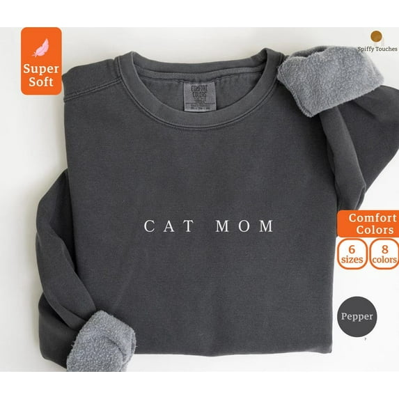 Comfort Colors Cat Mom Sweatshirt, Gift for Cat Lover, Fur Mama ...