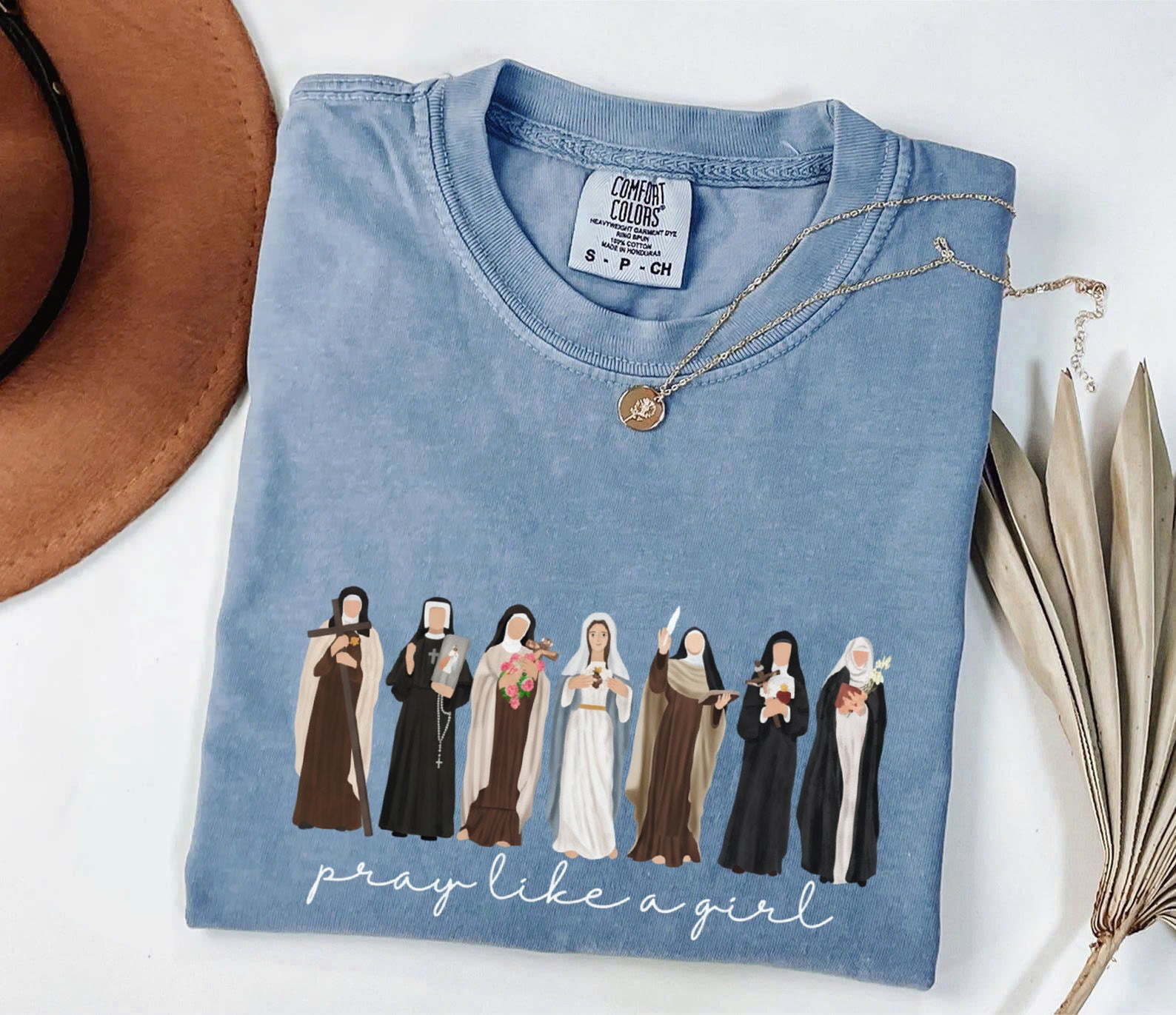Comfort Colors Catholic Saint Shirt: Pray Like A Girl Christian Tee ...