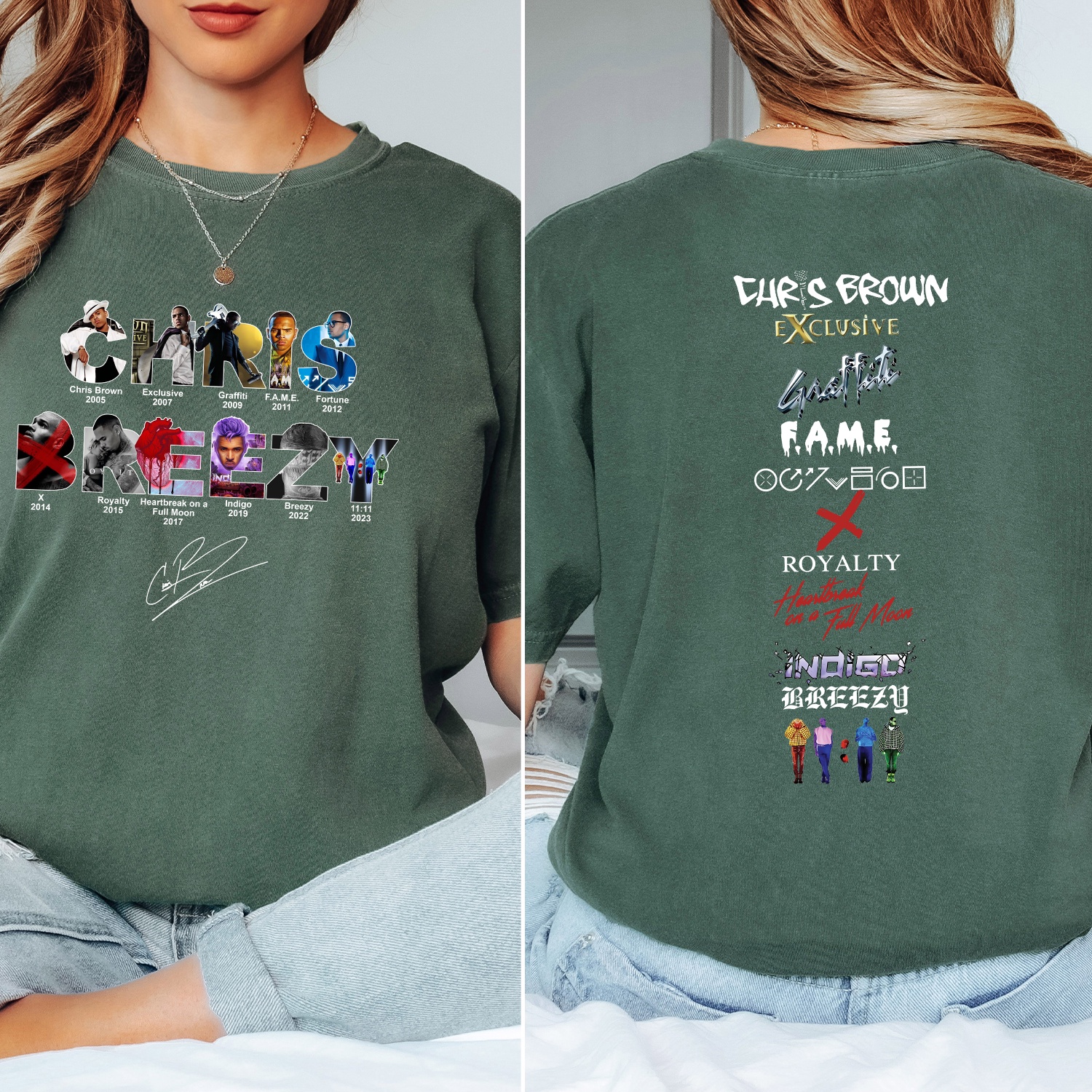 Comfort Colors Chris Brown Breezy 11:11 Album Tour 2024 Graphic T-Shirt ...