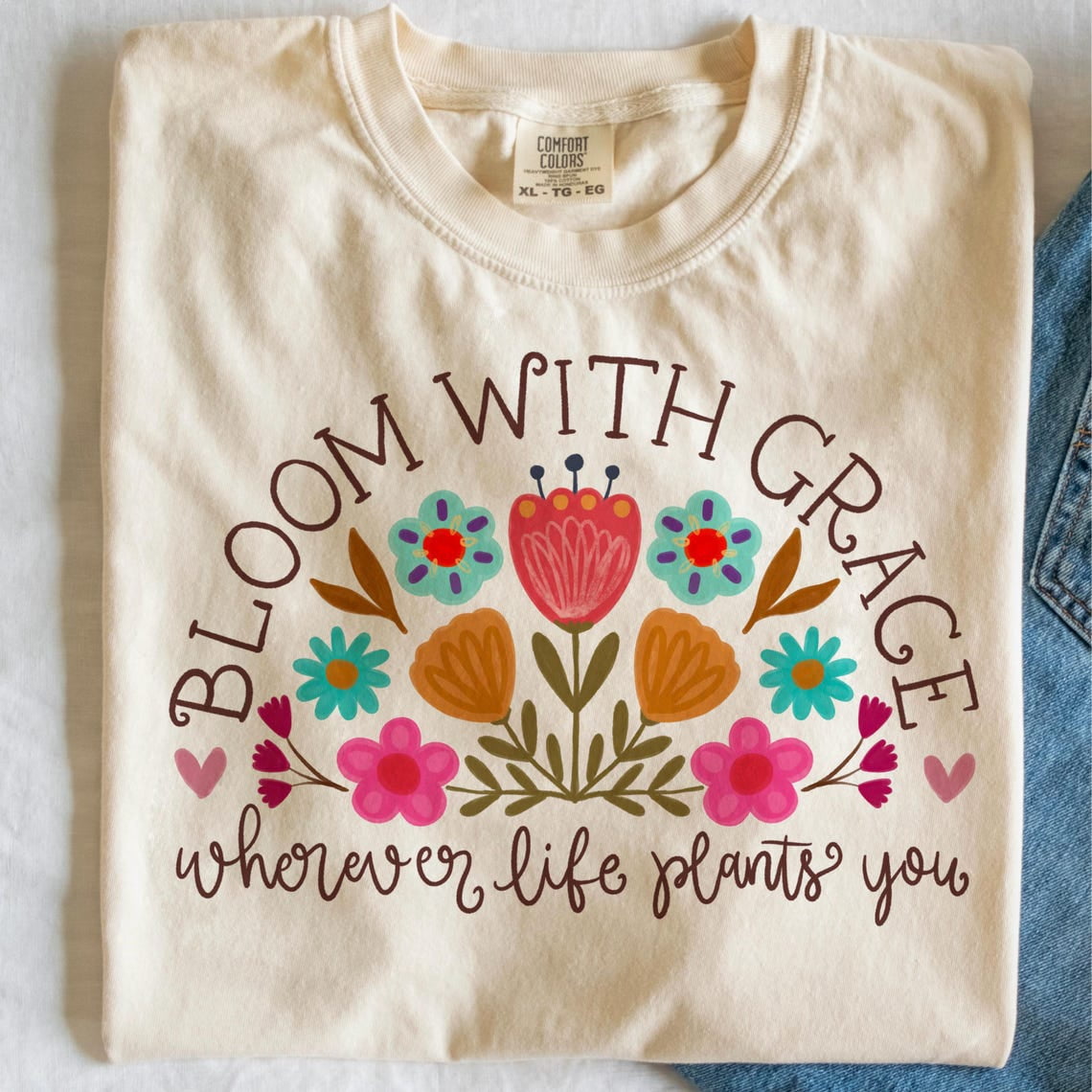 Comfort Colors Christian Bloom with Grace whimsical boho tshirt ...