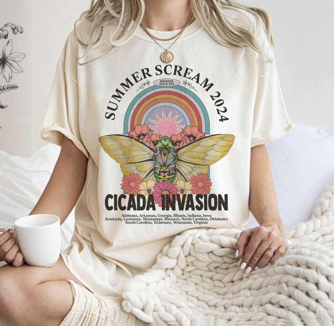Comfort Colors Cicadas Summer Scream 2024 Shirt, Cicada Invasion Double ...