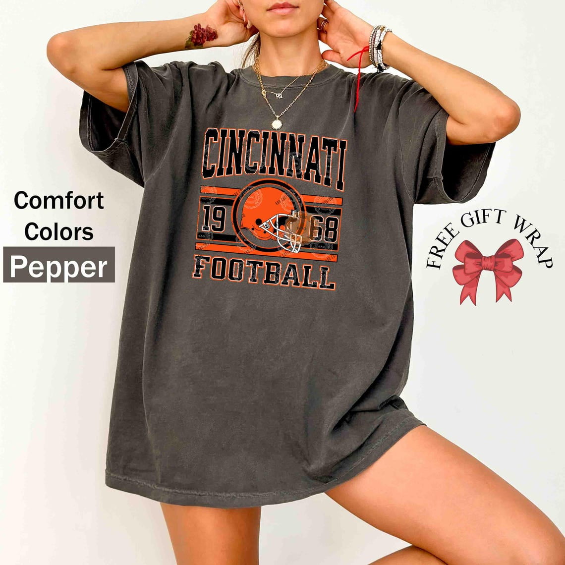 Comfort Colors Cincinnati Football T-Shirt, Vintage Cincinnati Shirt ...