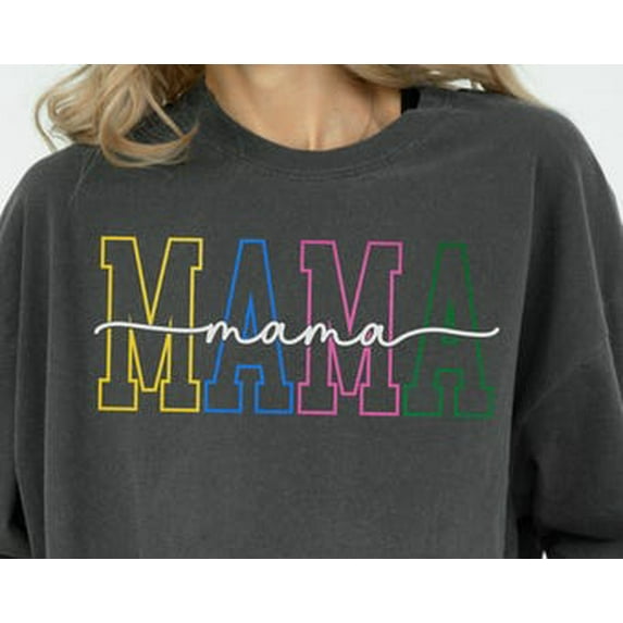 Comfort Colors Colorful MAMA T-Shirt • Retro Block & Script Mom Shirt ...