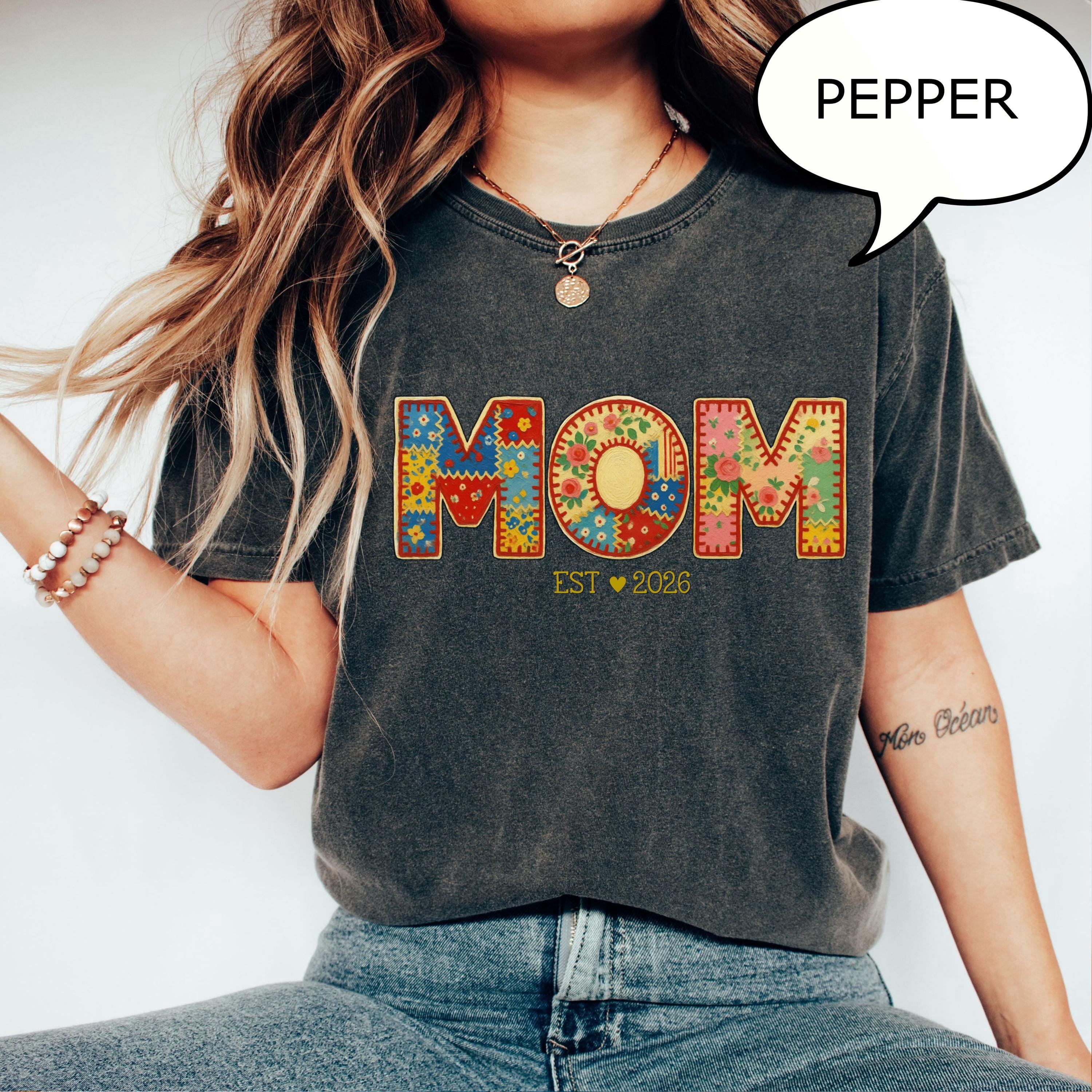 Comfort Colors® Custom Floral Mom Est T-Shirt, Mother's Day Gift, Boho ...