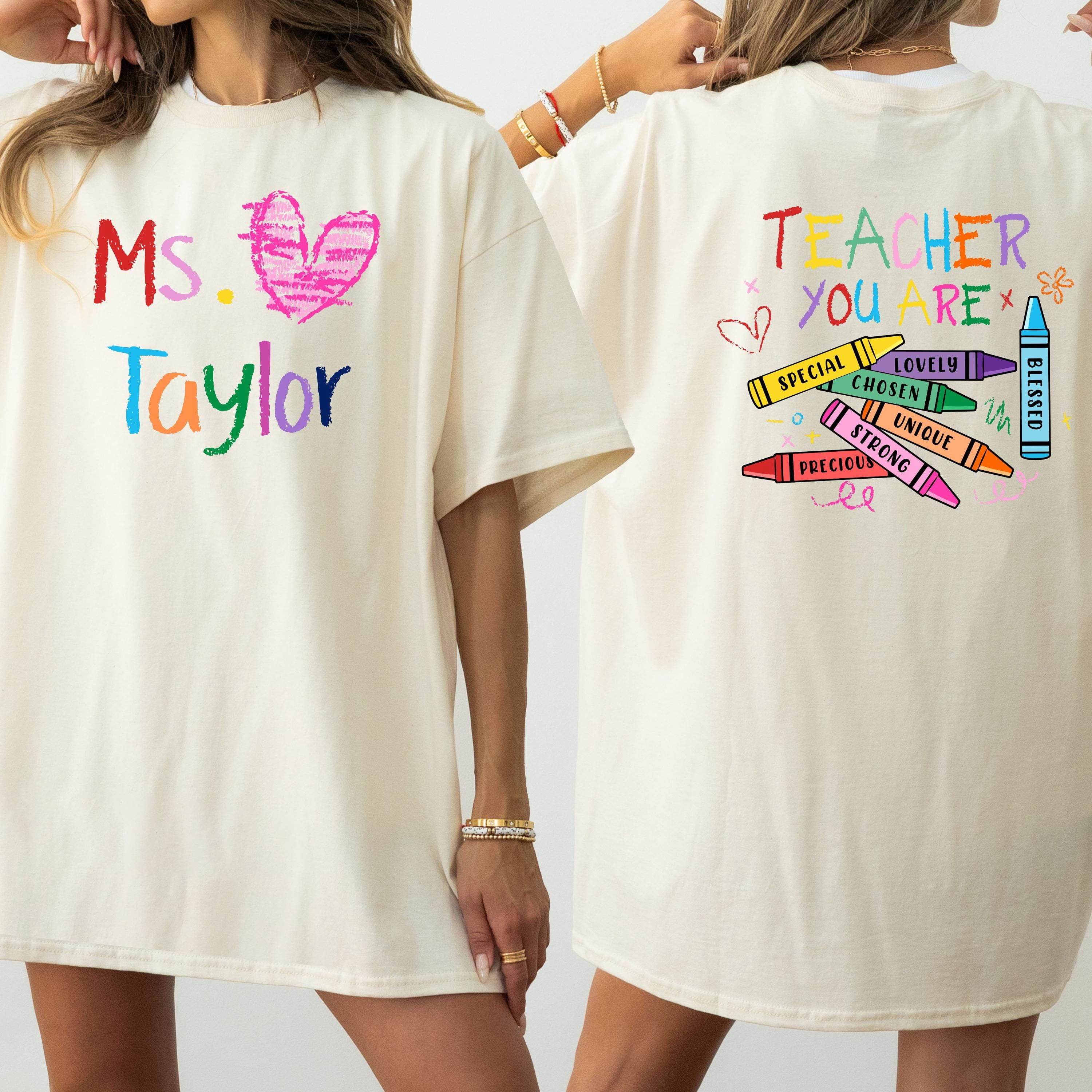 Comfort Colors® Custom Name Teacher T-Shirt, Personalized Teacher Gift ...