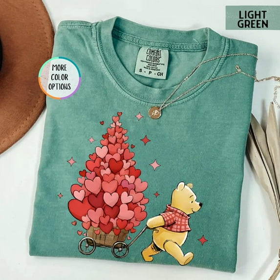 Comfort Colors Cute Bear Pulling Heart Cart Graphic T-Shirt – Valentine ...