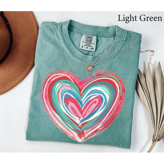 Comfort Colors® Cute Heart Shirt, Brushstroke Heart Shirt, Christmas ...