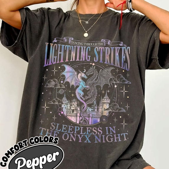 Comfort Colors Dark Gray T-Shirt with Fantasy Graphic of Two Dragons ...