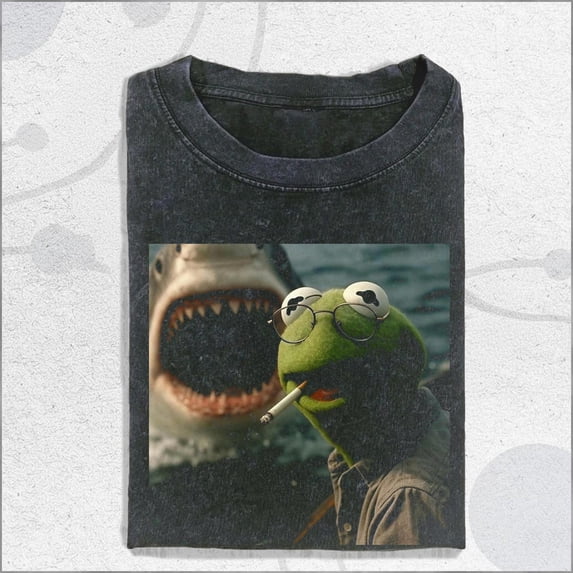 Comfort Colors Dark Humor Shirt, Smoking Frog Meme Tee, Shark Attack ...