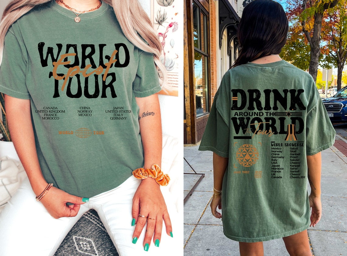 Comfort Colors Disney Epcot World Tour Shirt, Retro Drink Around The ...