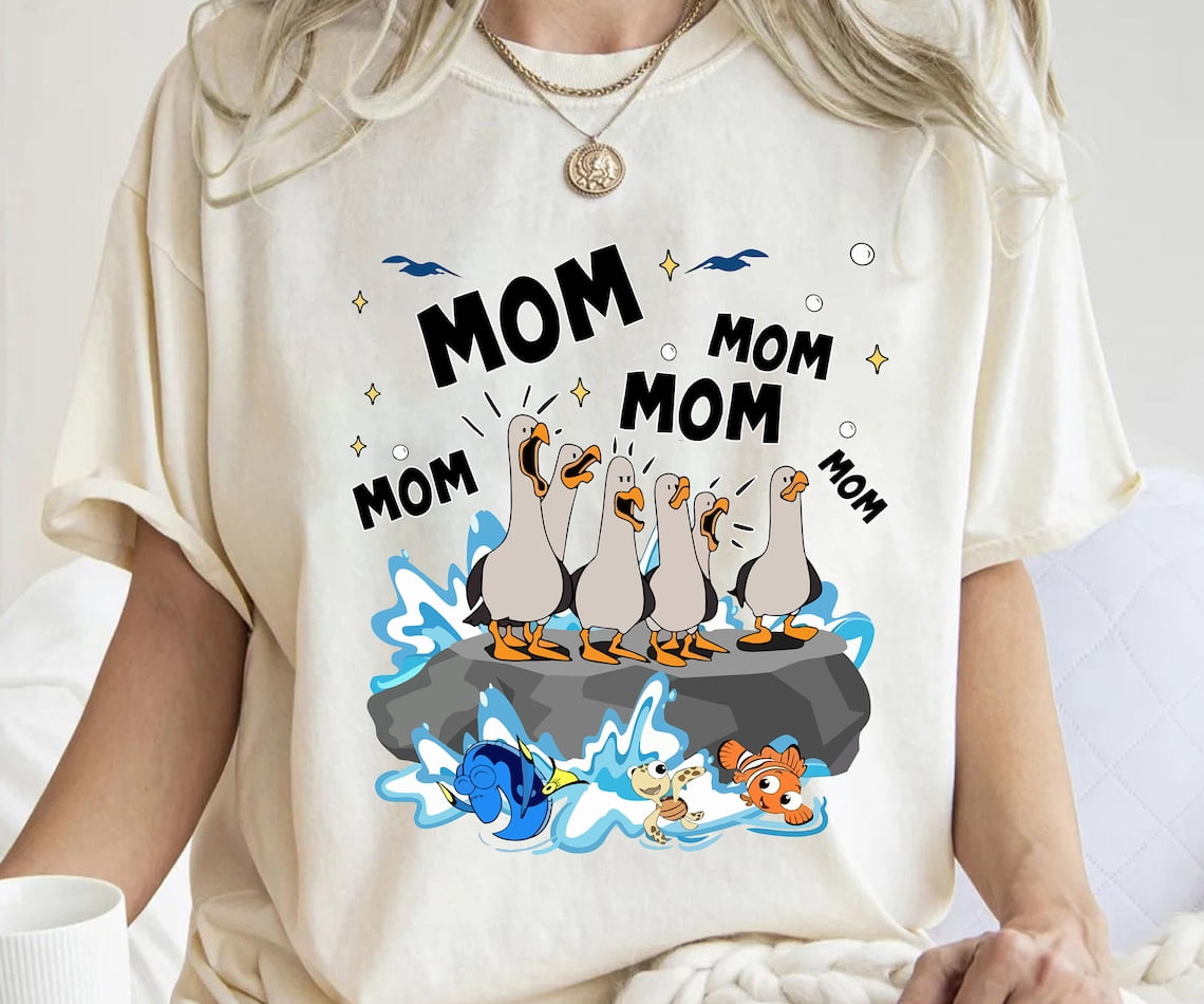 Comfort Colors Disney Seagulls Mom T-Shirt, Disney Finding Nemo ...