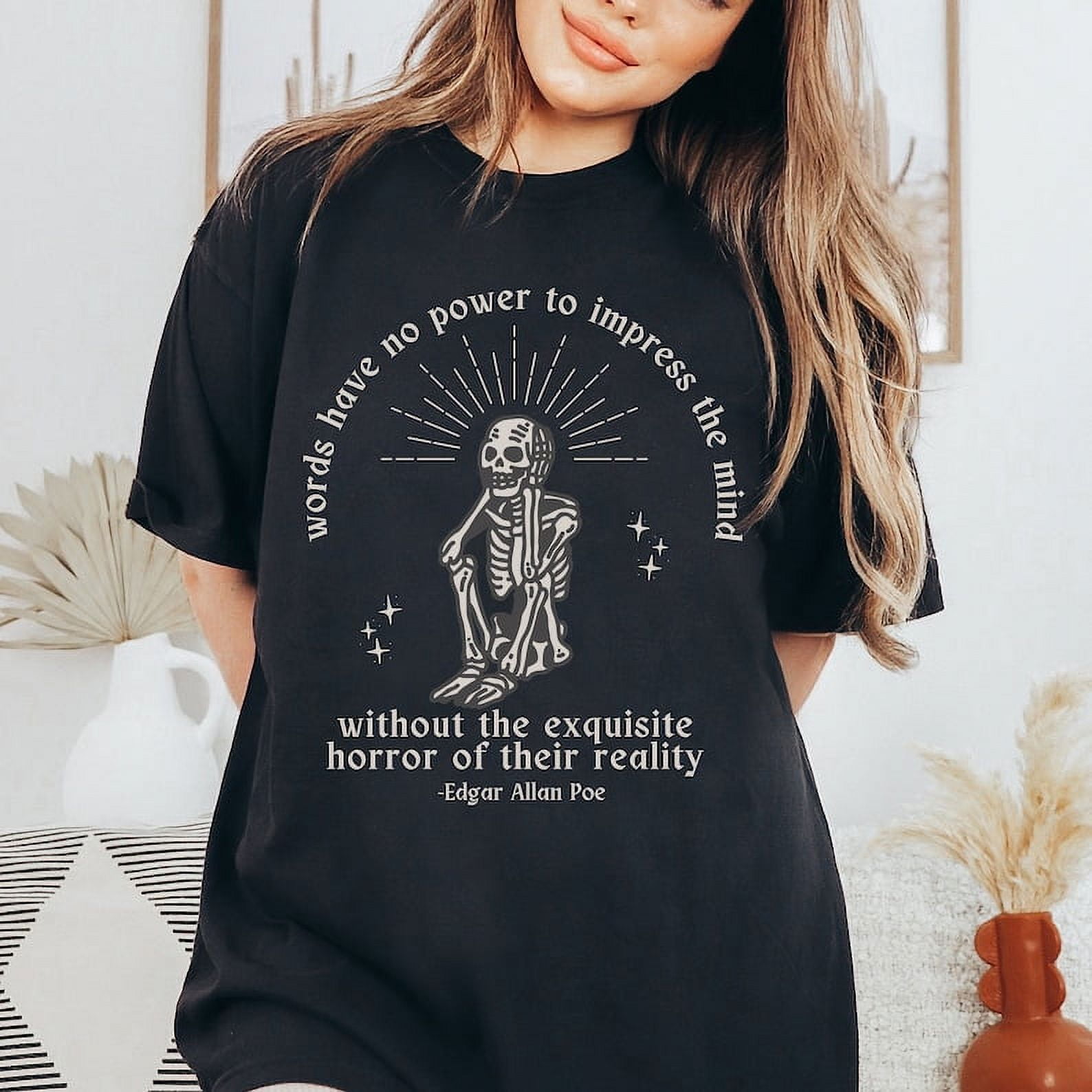 Comfort Colors Edgar Allan Poe Skeleton Shirt Goth Clothes Dark Academia Shirt Poet Shirt ...