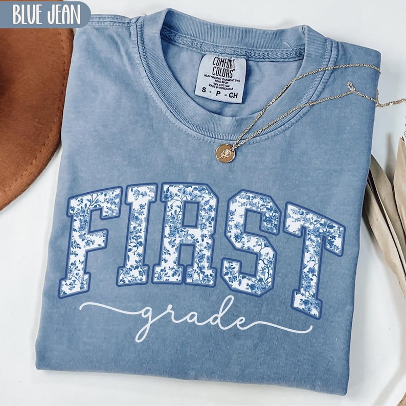 Comfort Colors® First Grade Teacher Shirt, Toile de Jouy 1st Grade ...