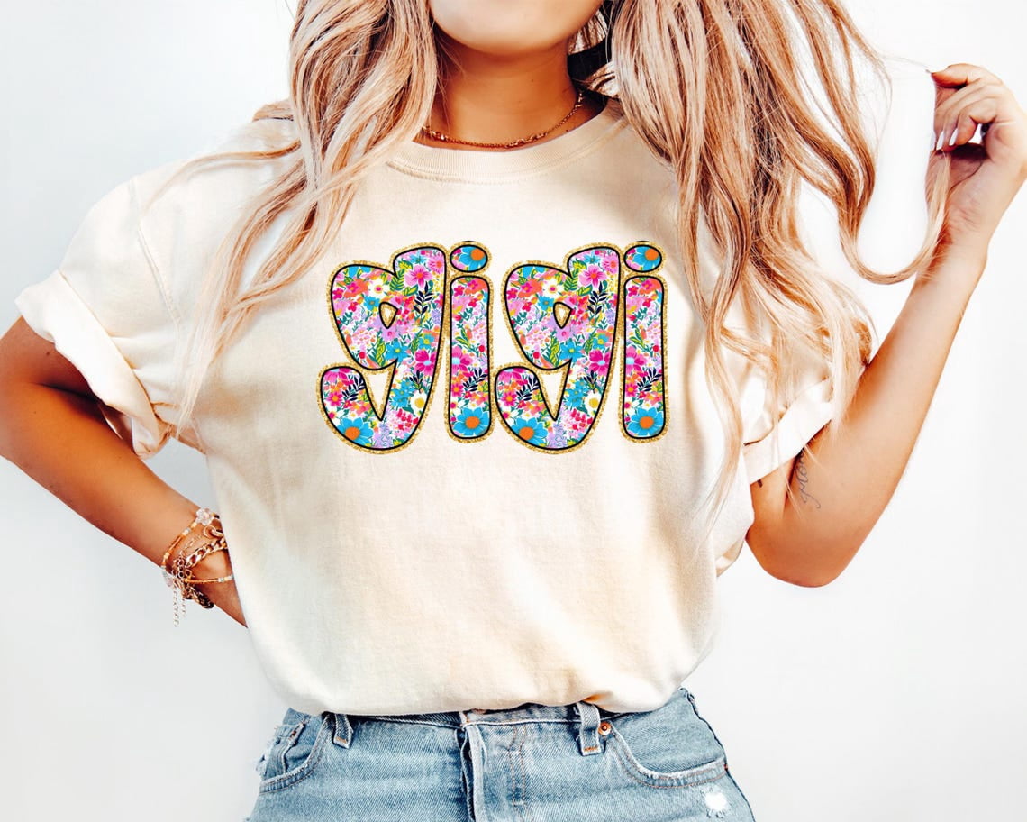 Comfort Colors Floral Gigi Shirt, Trendy Spring Grandmother Gift ...