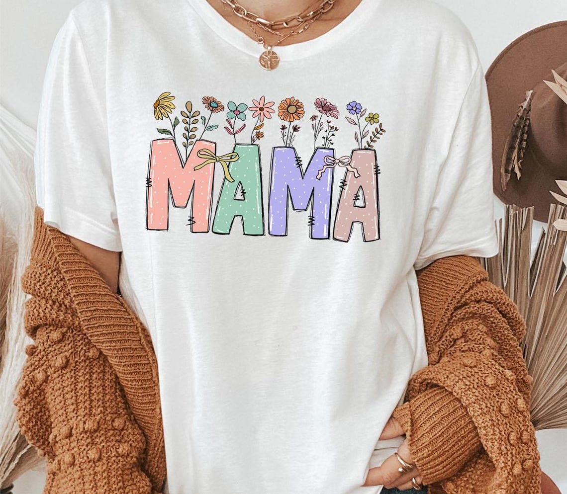Floral Mama Coquette T-Shirt,Retro Mama Flower,Floral Chinoiserie ...