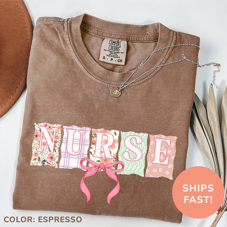 Comfort Colors® Floral Nurse Shirt, Coquette Registered Nurse Shirt, RN ...