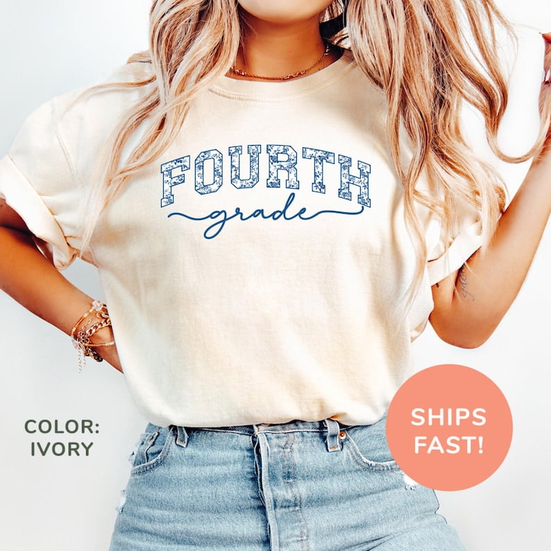 Comfort Colors® Fourth Grade Level Shirt, Toile de Jouy 4th Grade ...