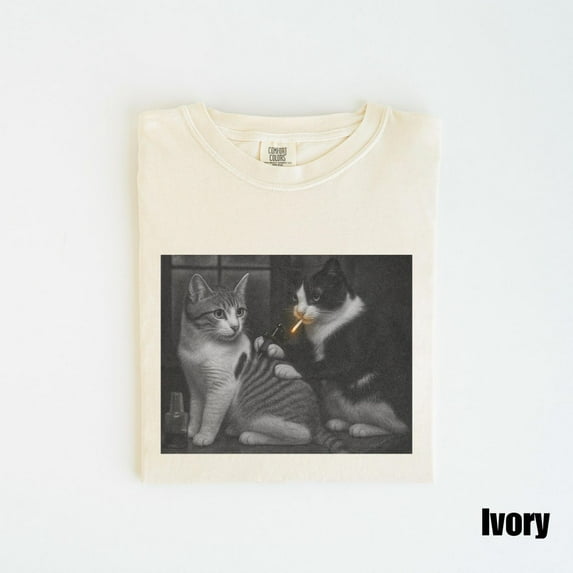 Comfort Colors Funny Cat Tattoo Graphic T-Shirt, Retro Cat Meme Unisex ...