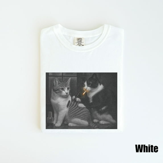 Comfort Colors Funny Cat Tattoo Graphic T-Shirt, Retro Cat Meme Unisex ...