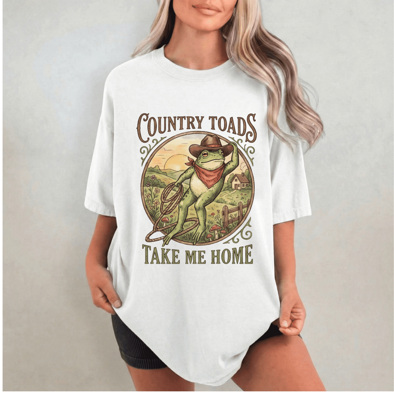 Comfort Colors Funny Cowboy Frog T-Shirt, Retro Western Toad Graphic ...