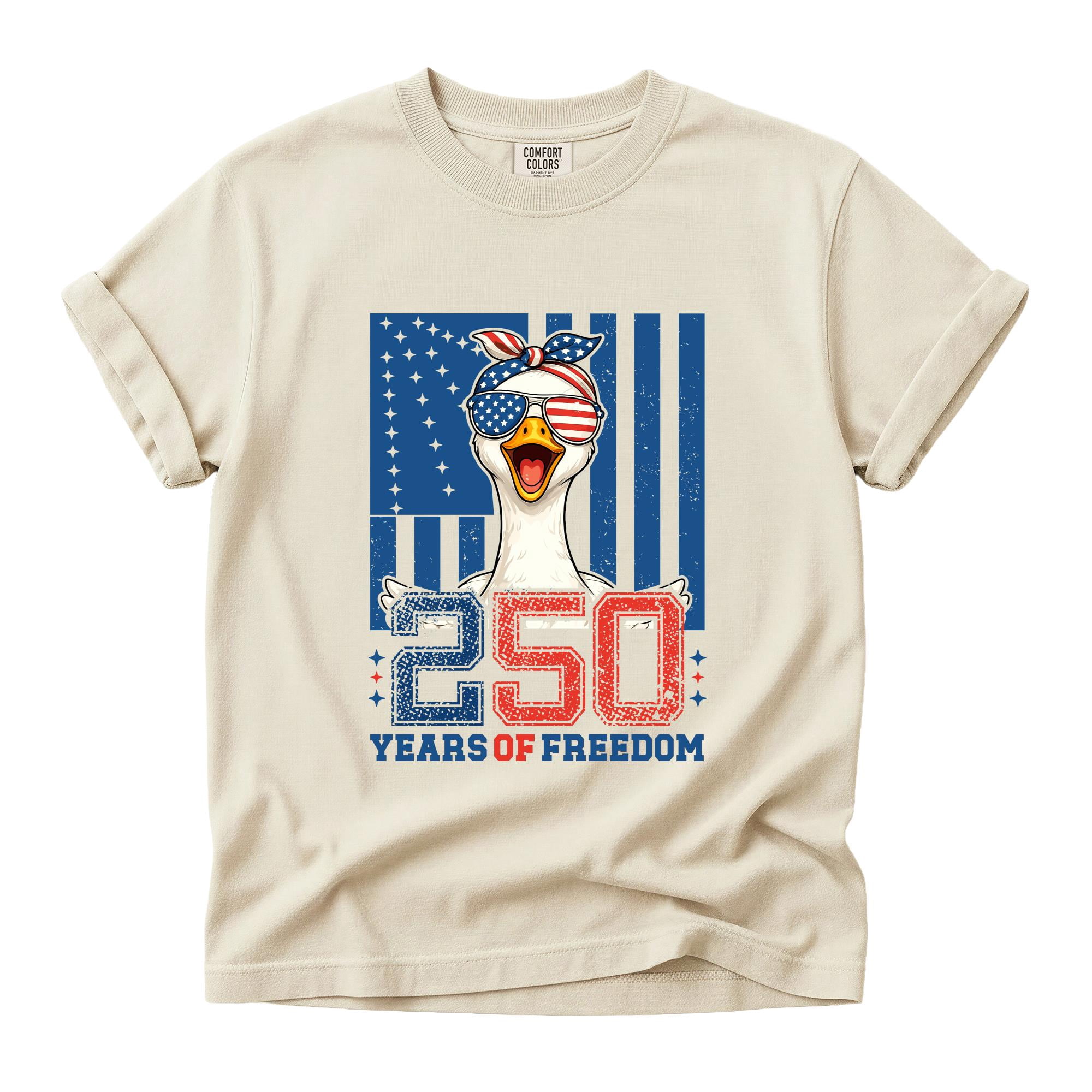 Comfort Colors Funny Patriotic Goose 250 Years of Freedom USA Flag Tee ...
