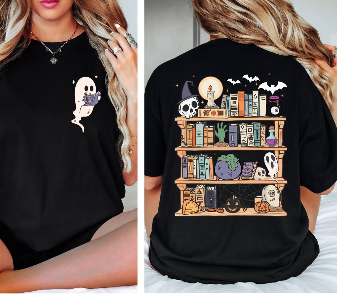 Comfort Colors© Ghost Book Reader Shirt,Halloween Library, Halloween ...