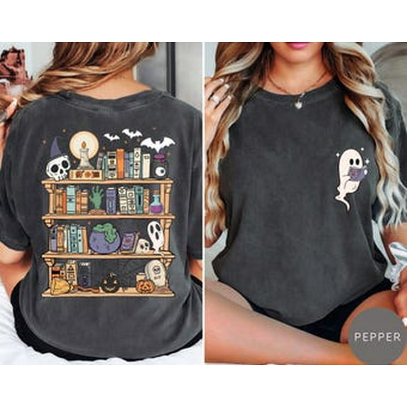 Comfort Colors Ghost Book Reader Shirt, Winter Holiday Library Shirt ...