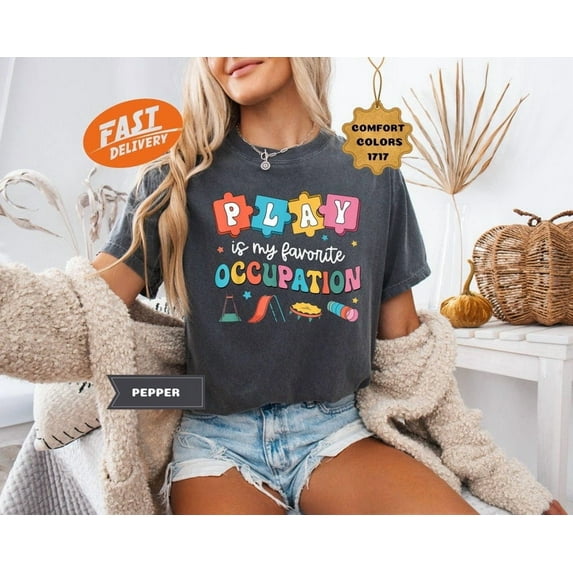 Comfort Colors Gray T-Shirt with Colorful "PLAY is my favorite ...