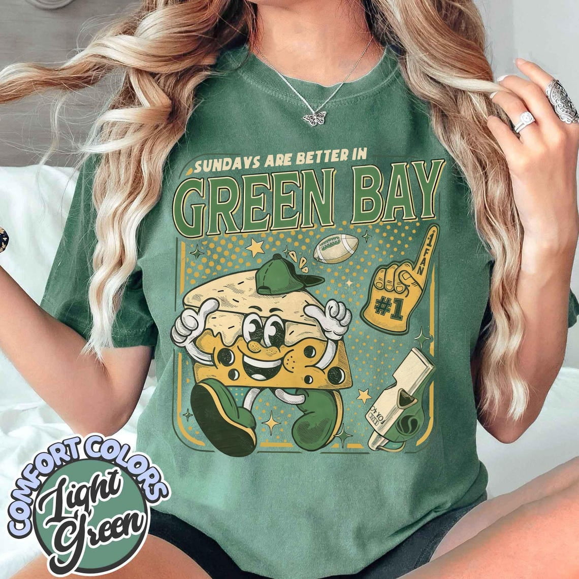 Comfort Colors Green Bay Football Cheesehead T-Shirt, Trendy Game Day ...