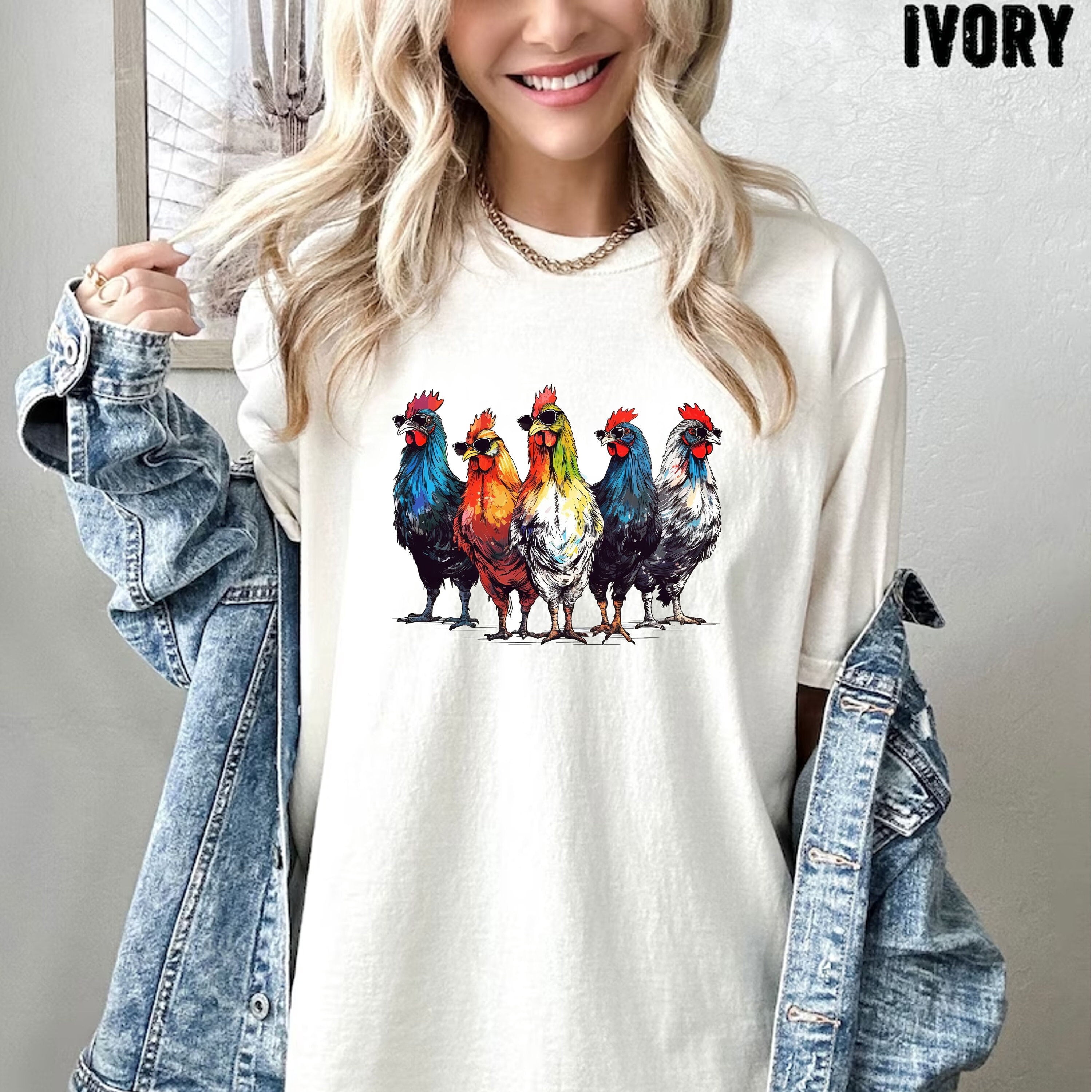 Comfort Colors® Group of Chickens Wearing Sunglasses Shirt, Cute ...