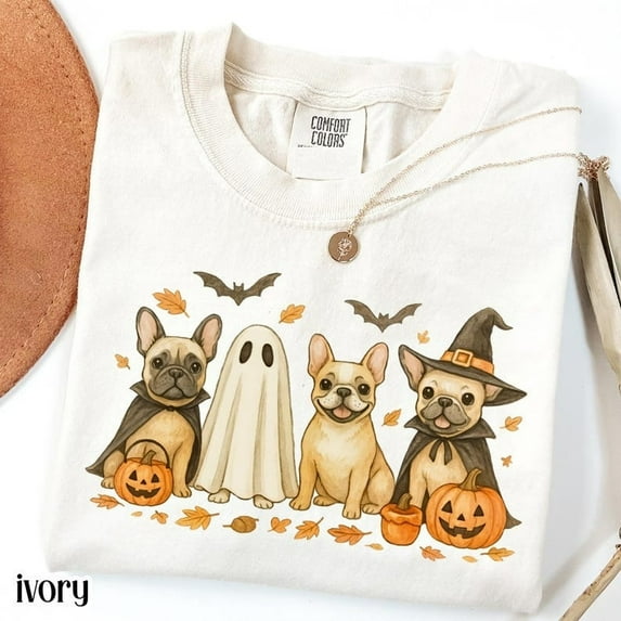 Comfort Colors Halloween Dog Shirt, Pumpkin French Bulldog Ghost Tee ...