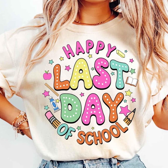 Comfort Colors Happy Last Day Of School Tee - Retro Teacher Shirt ...
