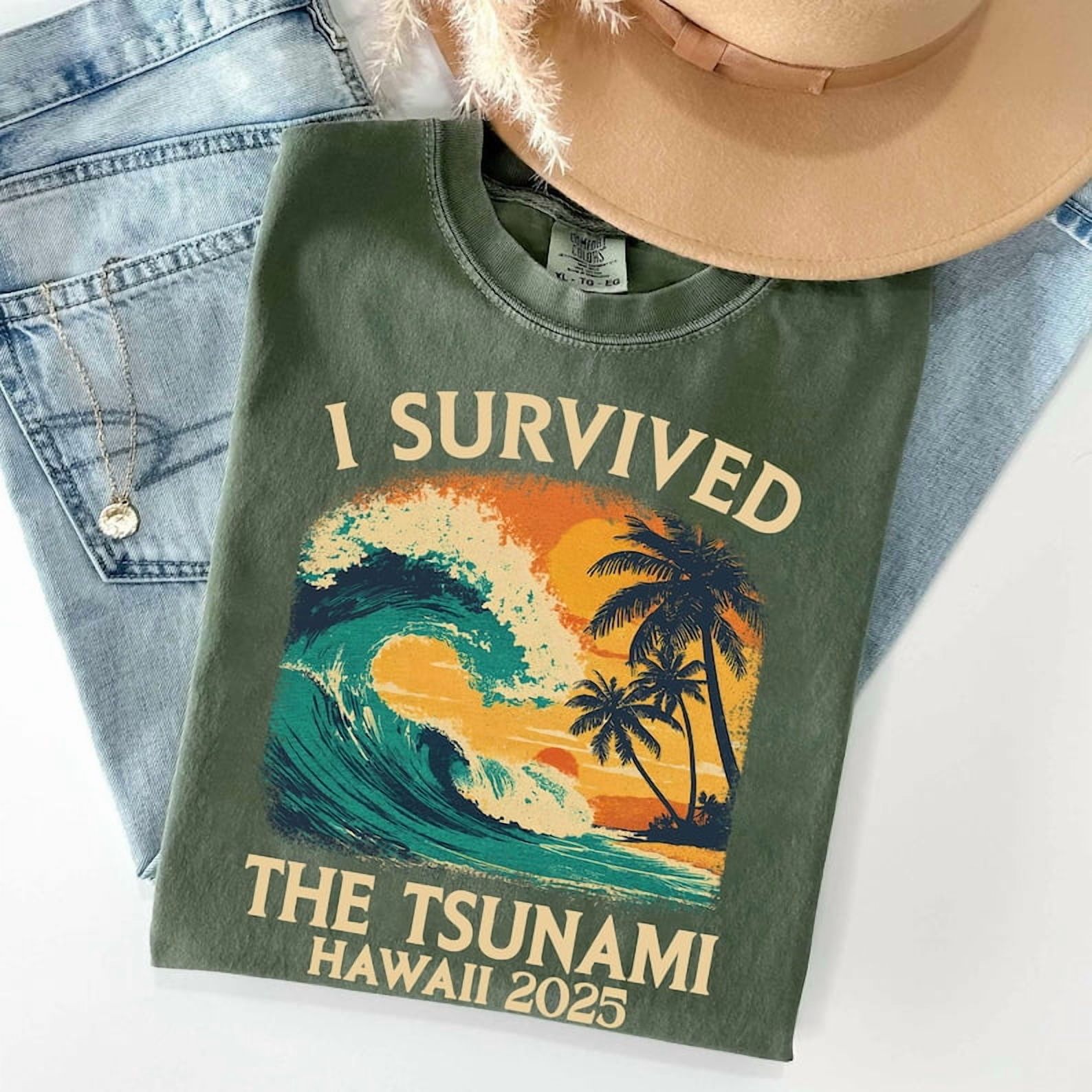 Comfort Colors Hawaii Tsunami Survivor Shirt – I Survived The Tsunami ...