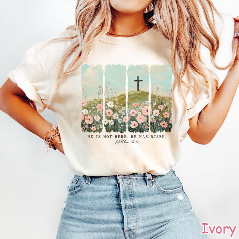 Comfort Colors® He Is Not Here, He Has Risen Shirt, Vintage Floral ...
