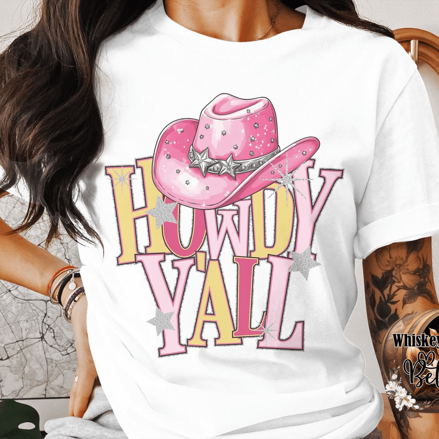 Comfort Colors Howdy Yall T-Shirt, Pink Cowgirl Hat, Western Tee ...