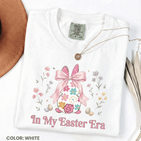 Comfort Colors "In My Easter Era" T-Shirt, Floral Bunny with Bow ...