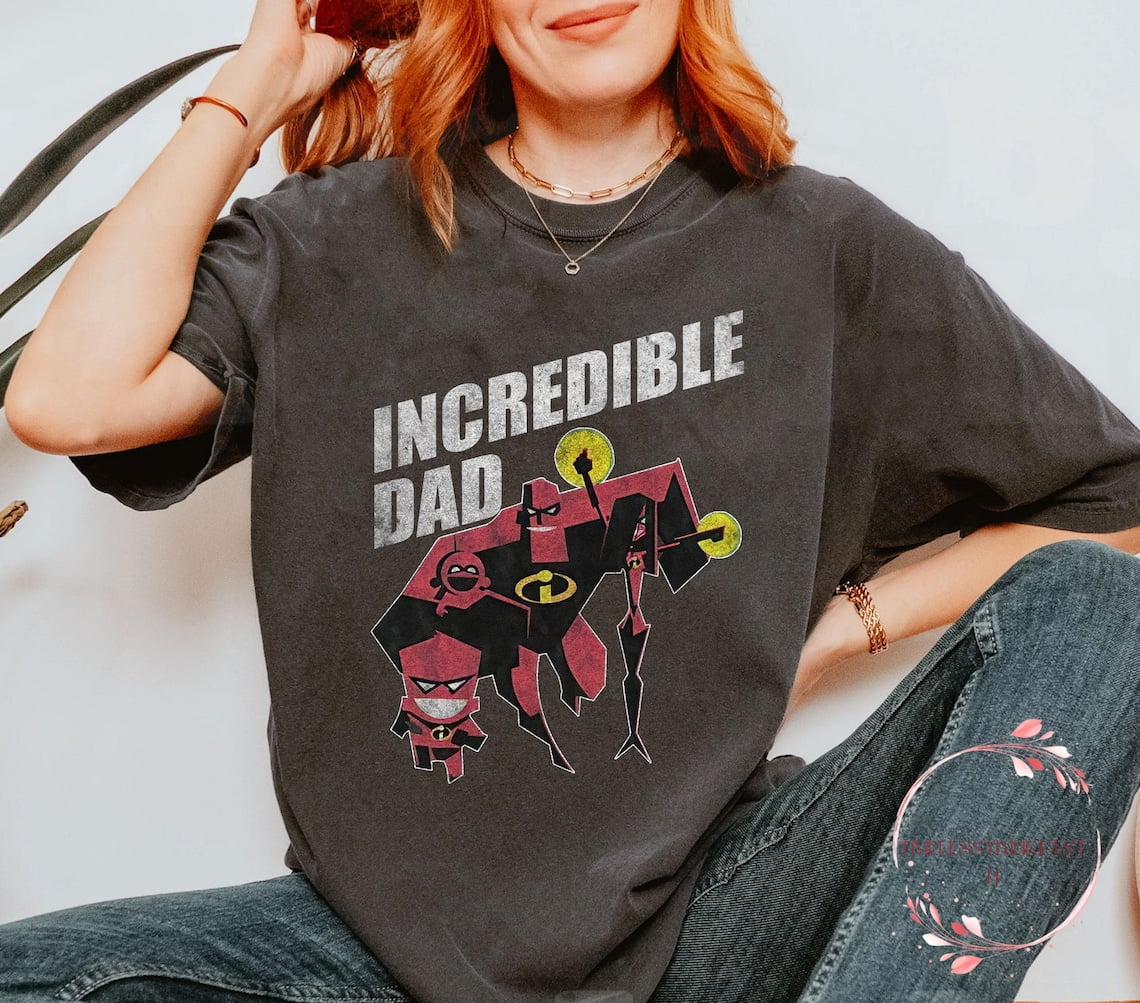 Comfort Colors Incredible Dad T-Shirt, The Incredibles Pixar Hero Tee ...