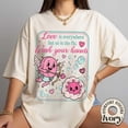 Comfort Colors Ivory T-Shirt with Pink Cupid Graphic & "Love is ...